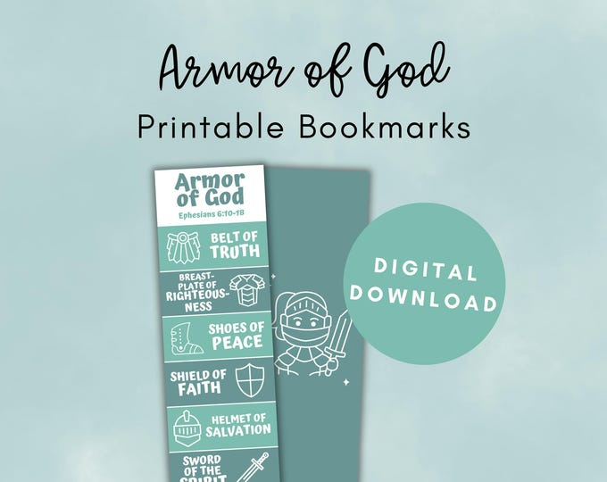Armor of God Bookmark Printable PDF | Double-sided Christian Bible ...