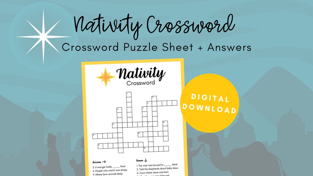 Nativity Crossword Puzzle, Christmas Activity Sheets, Kids Printable ...