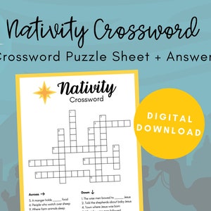 Nativity Crossword Puzzle, Christmas Activity Sheets, Kids Printable ...