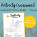 Nativity Crossword Puzzle, Christmas Activity Sheets, Kids Printable ...