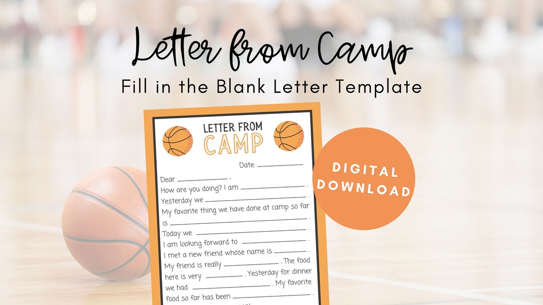 Letter From Camp, Basketball, Camp Letters Fill in Blank, Summer Camp ...