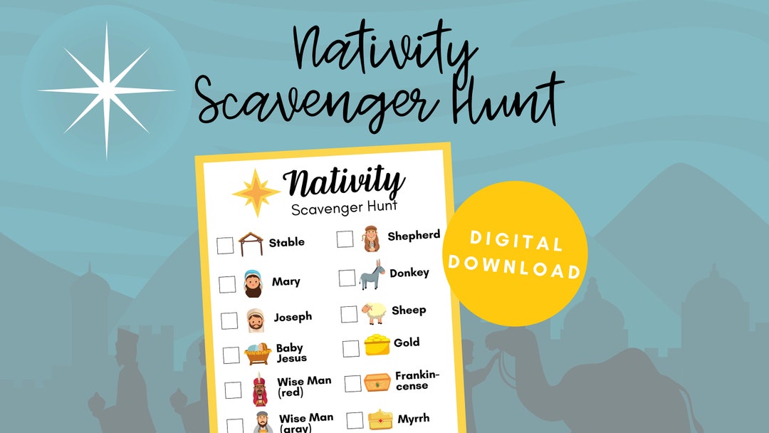 Nativity Scavenger Hunt, Christmas Activity Sheets Printable, Kids ...