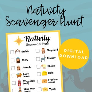 Nativity Scavenger Hunt, Christmas Activity Sheets Printable, Kids ...