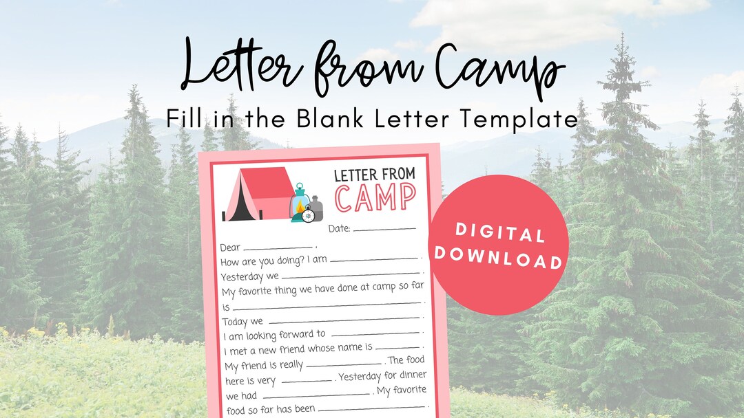 Letter From Camp, Camp Letters Fill in Blank, Summer Camp Notes, Sleep ...