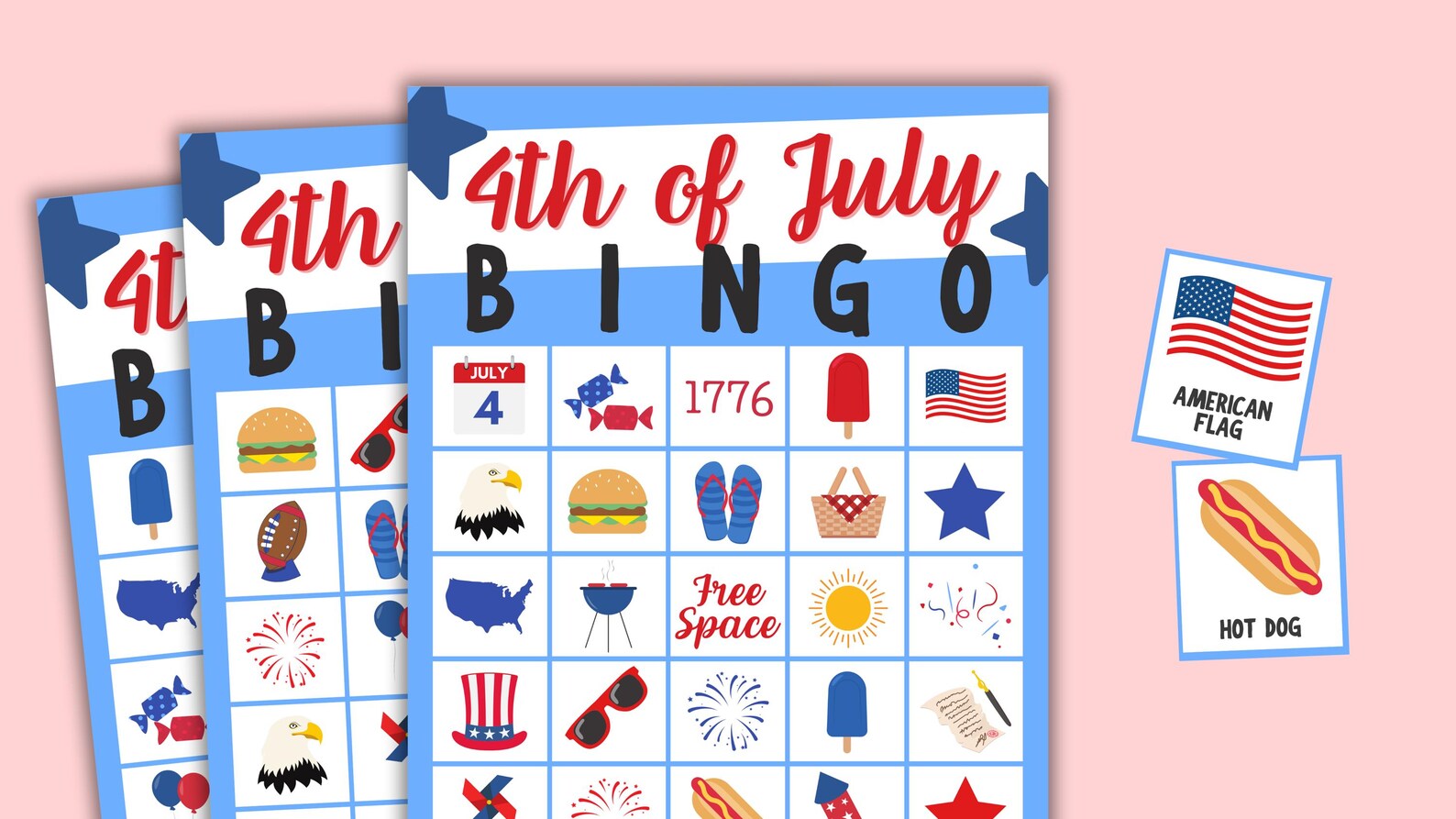4th of July Bingo, Bingo Cards Printable, Independence Day Game ...