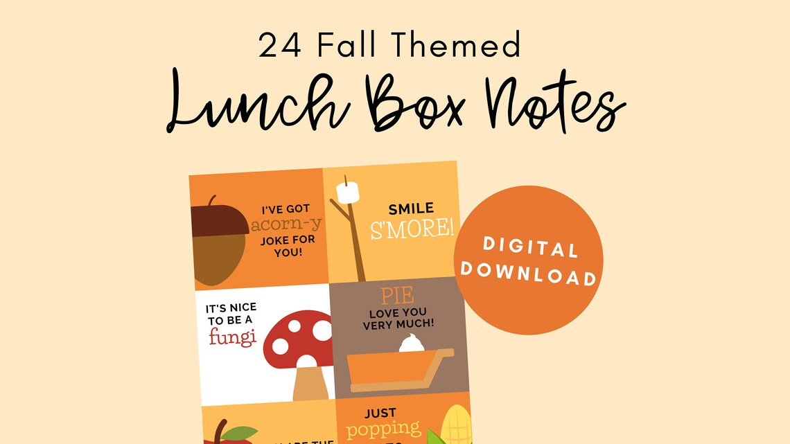 Fall Lunch Box Notes, Lunch Box Jokes, Printable, Lunch Box Notes for ...
