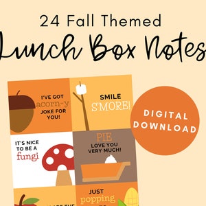 Fall Lunch Box Notes, Lunch Box Jokes, Printable, Lunch Box Notes for ...