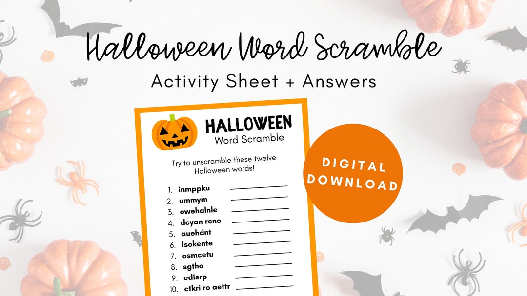 Halloween Word Scramble, Halloween Activity Sheets, Kids Printable ...