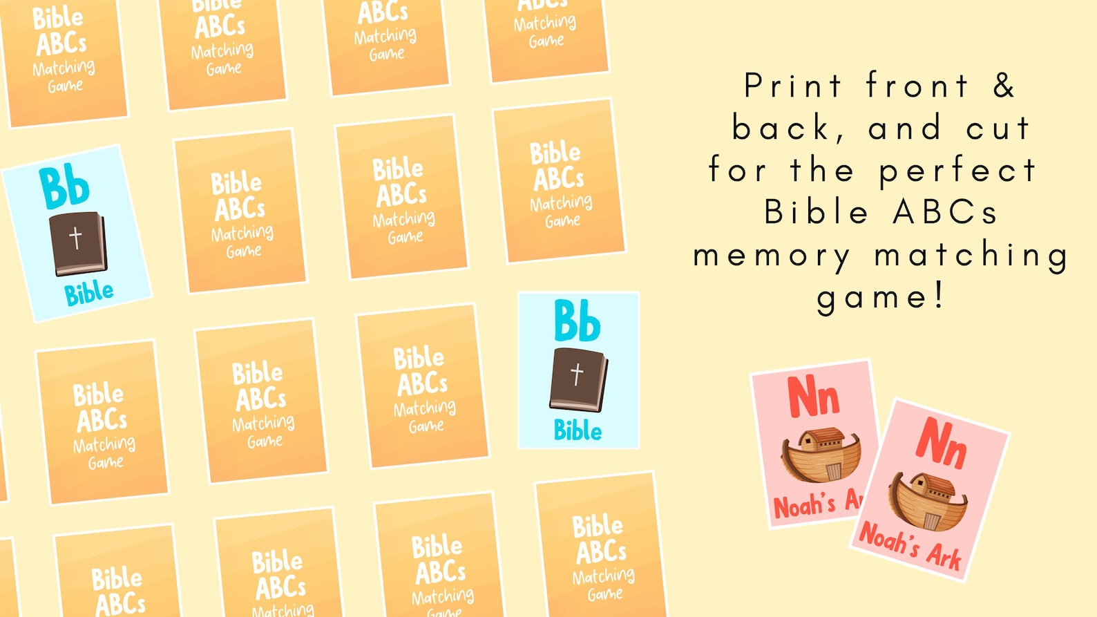 Bible ABC Matching Game Cards, Memory Match Game, Christian Printables ...