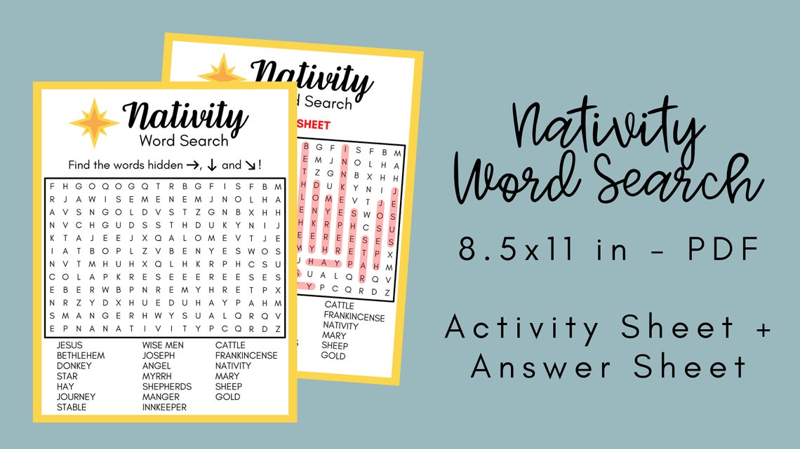 Nativity Word Search, Christmas Activity Sheets, Kids Printable ...