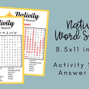 Nativity Word Search, Christmas Activity Sheets, Kids Printable ...