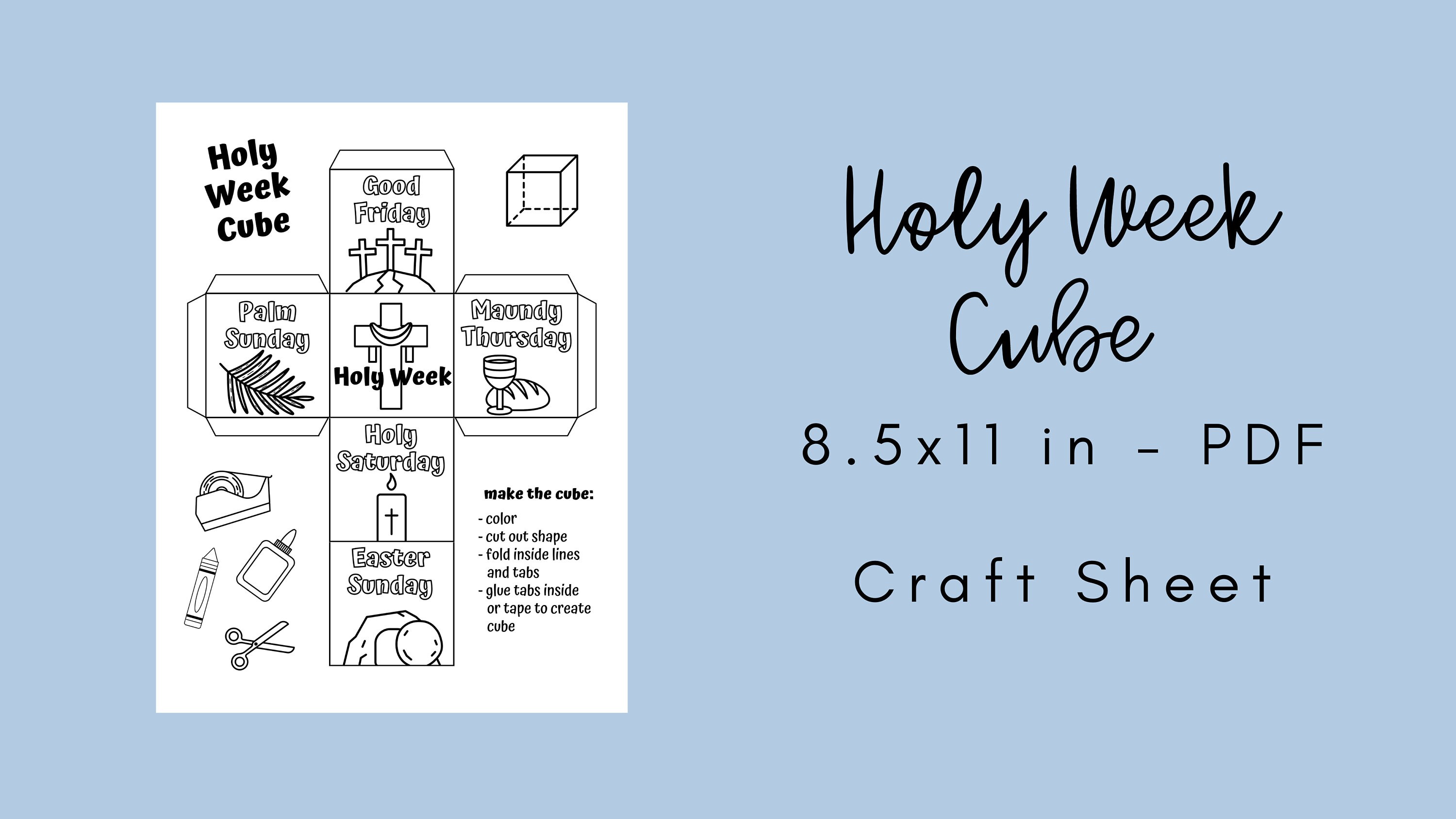 Holy Week Cube, Christian Crafts, Crafts for Kids Printable, Digital ...