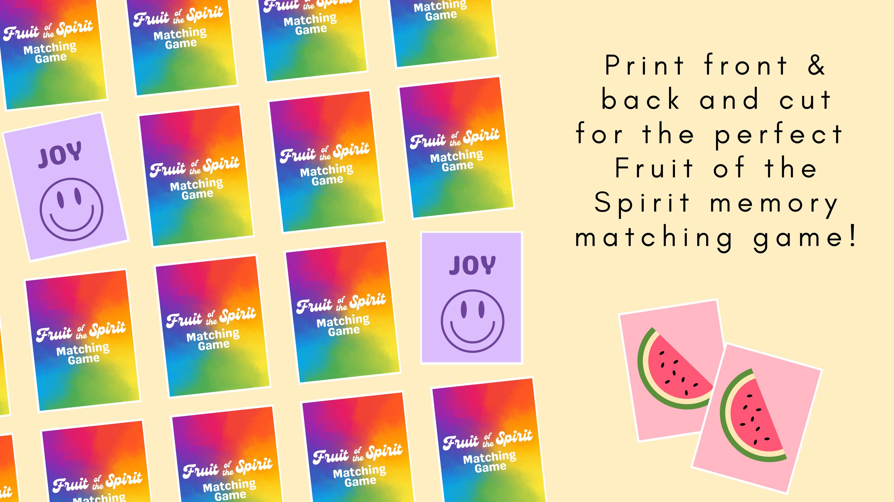 Fruit of the Spirit Matching Game Cards, Memory Matching Game ...