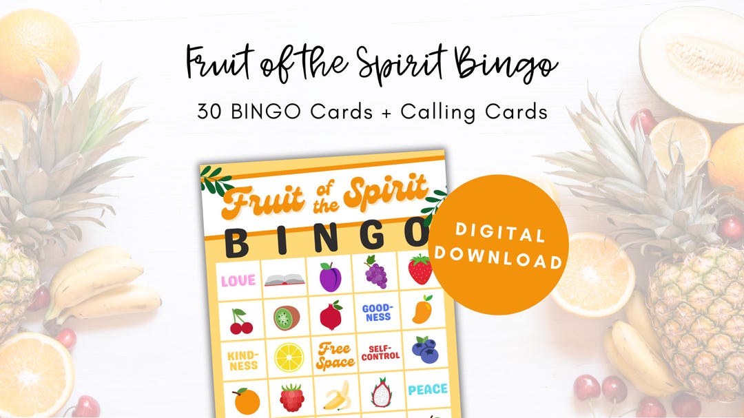 Fruit of the Spirit Bingo, Fruit of the Spirit Printable Game, Bingo ...