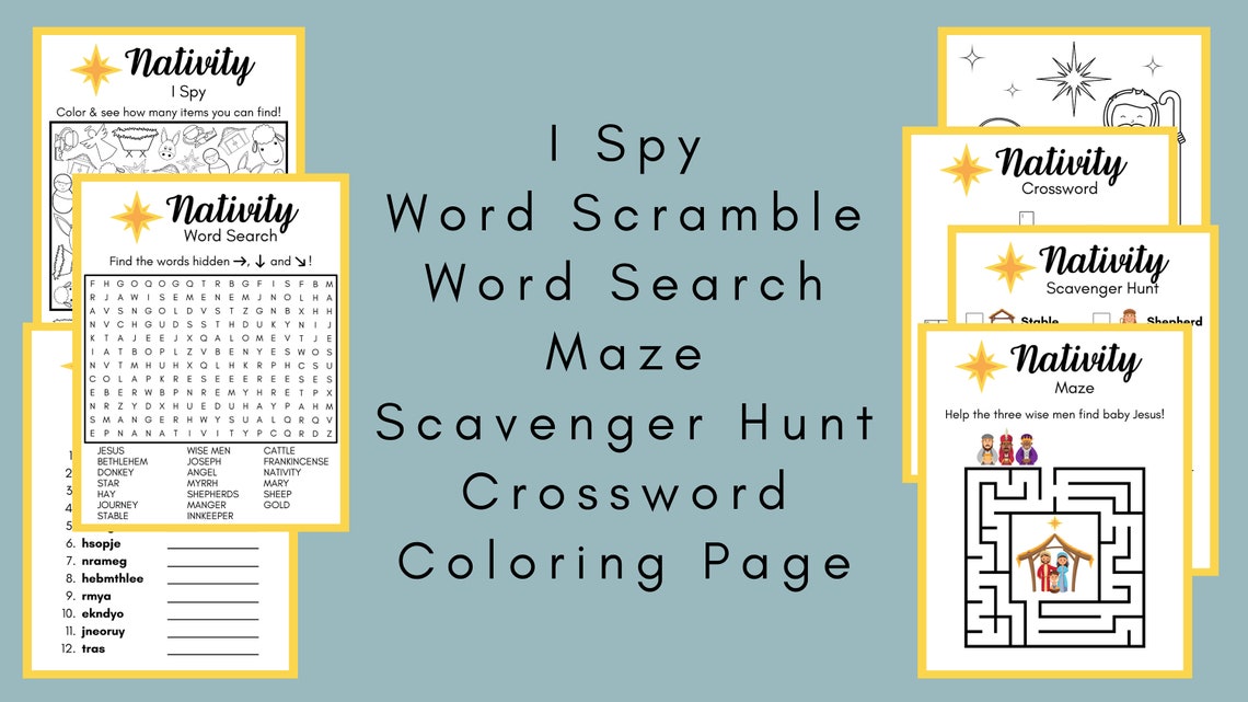 Nativity Activity Pack, Christmas Activity Sheets, Kids Printable ...