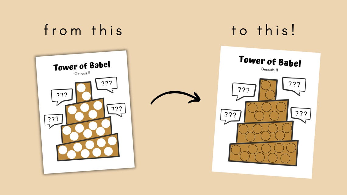 Tower of Babel Craft, Tower of Babel Coloring Page, Dot Marker Coloring ...