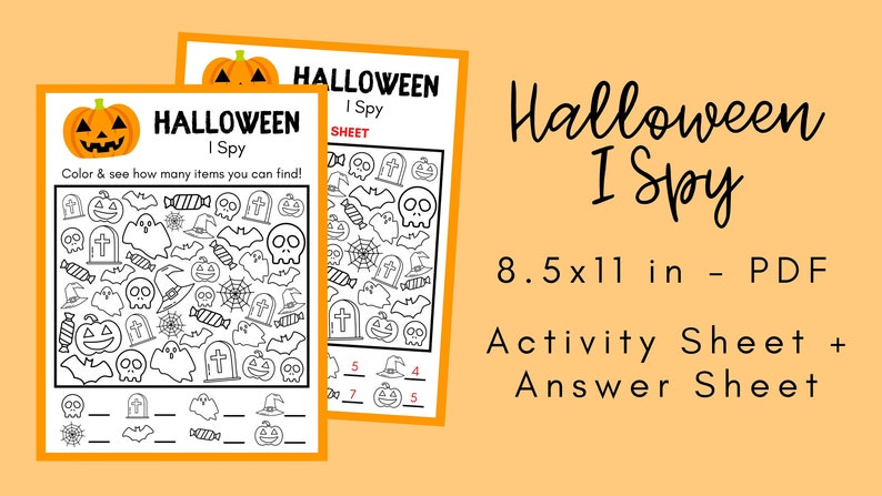 Halloween I Spy Printable, Halloween Activity Sheets Printable, Seek ...