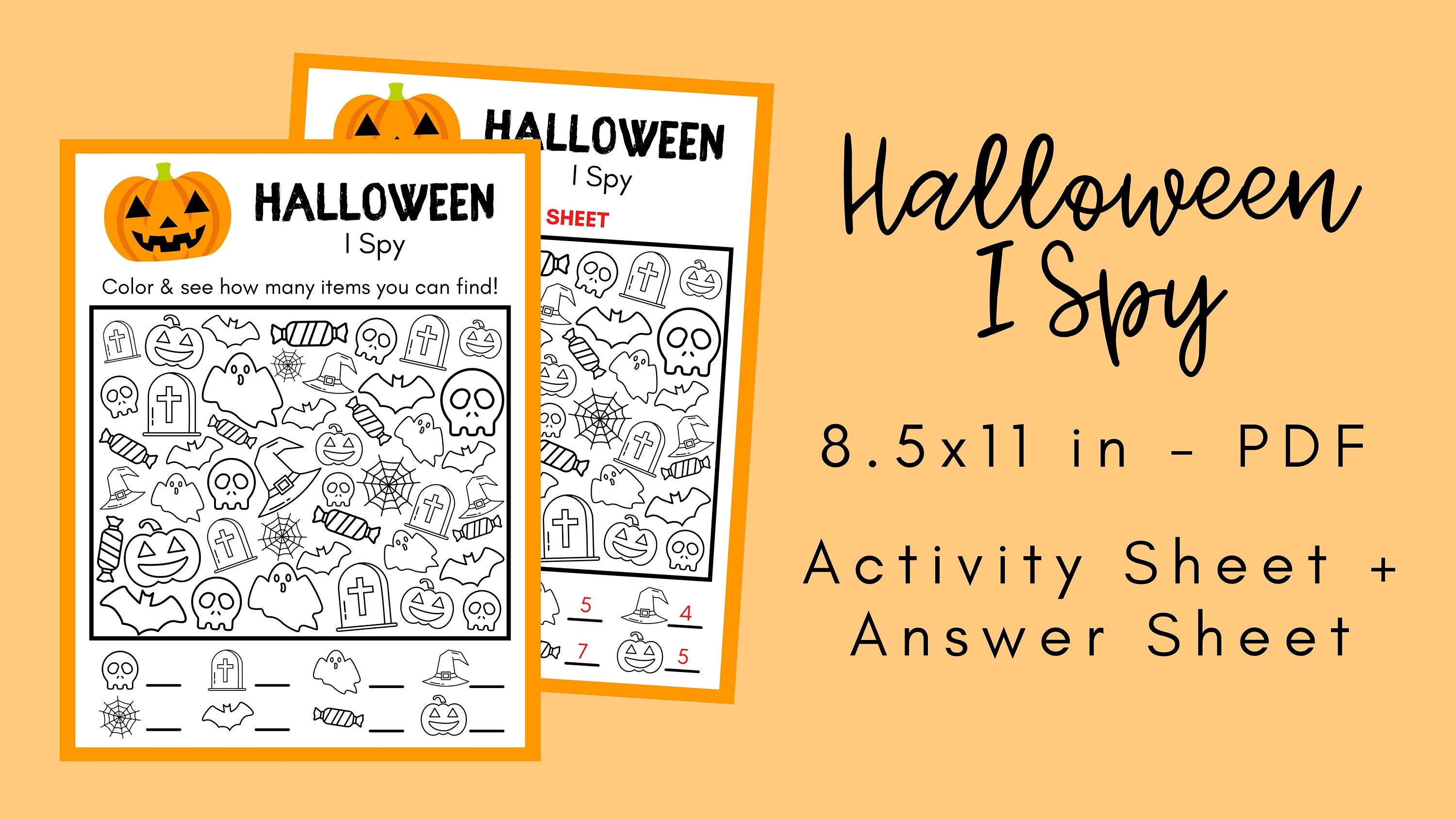 Halloween I Spy Printable, Halloween Activity Sheets Printable, Seek ...