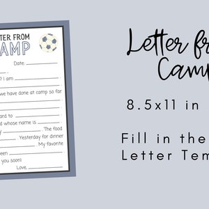 Letter From Camp, Soccer, Camp Letters Fill in Blank, Summer Camp Notes ...