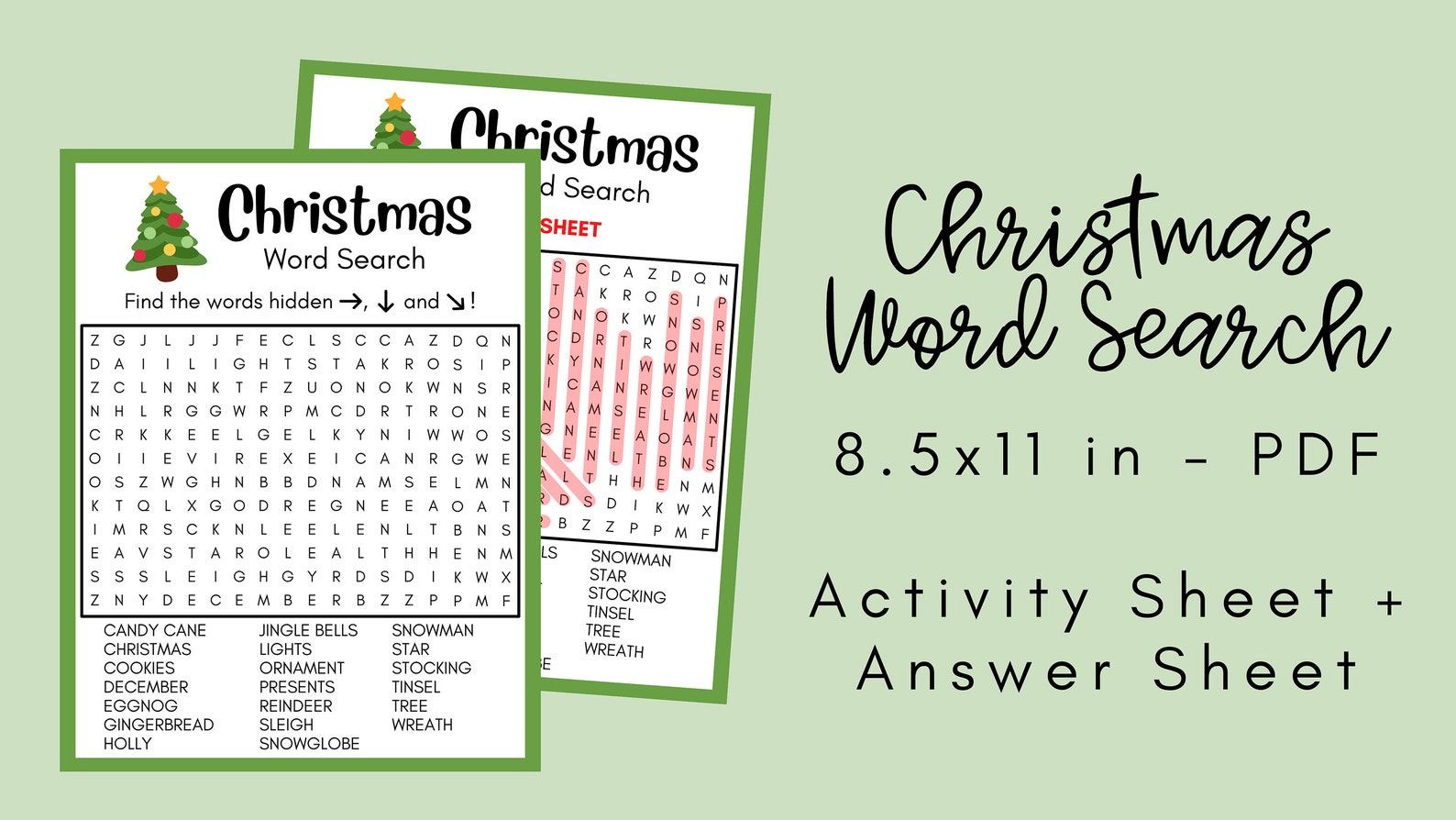 Christmas Word Search, Christmas Activity Sheet, Kids Printable ...