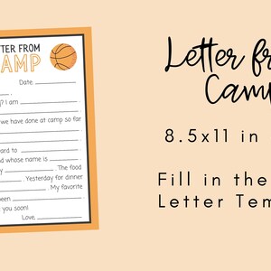 Letter From Camp, Basketball, Camp Letters Fill in Blank, Summer Camp ...