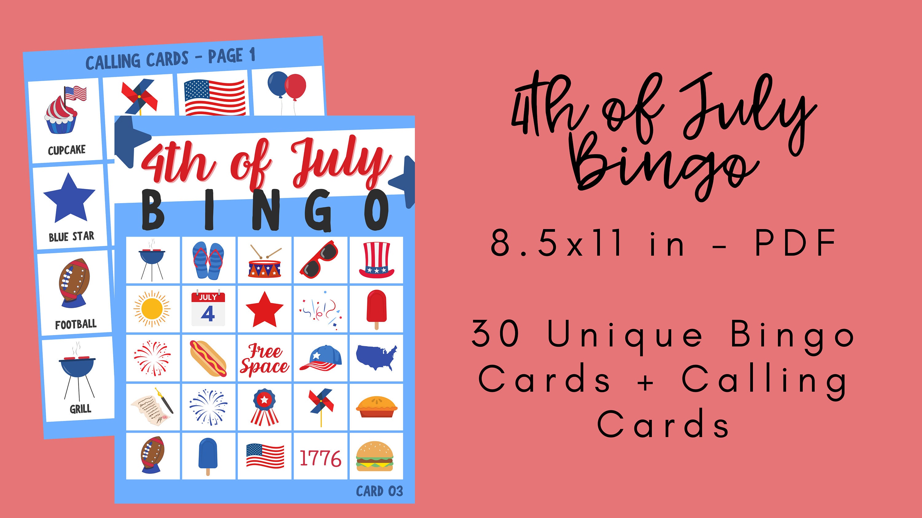 4th of July Bingo, Bingo Cards Printable, Independence Day Game, Bingo ...