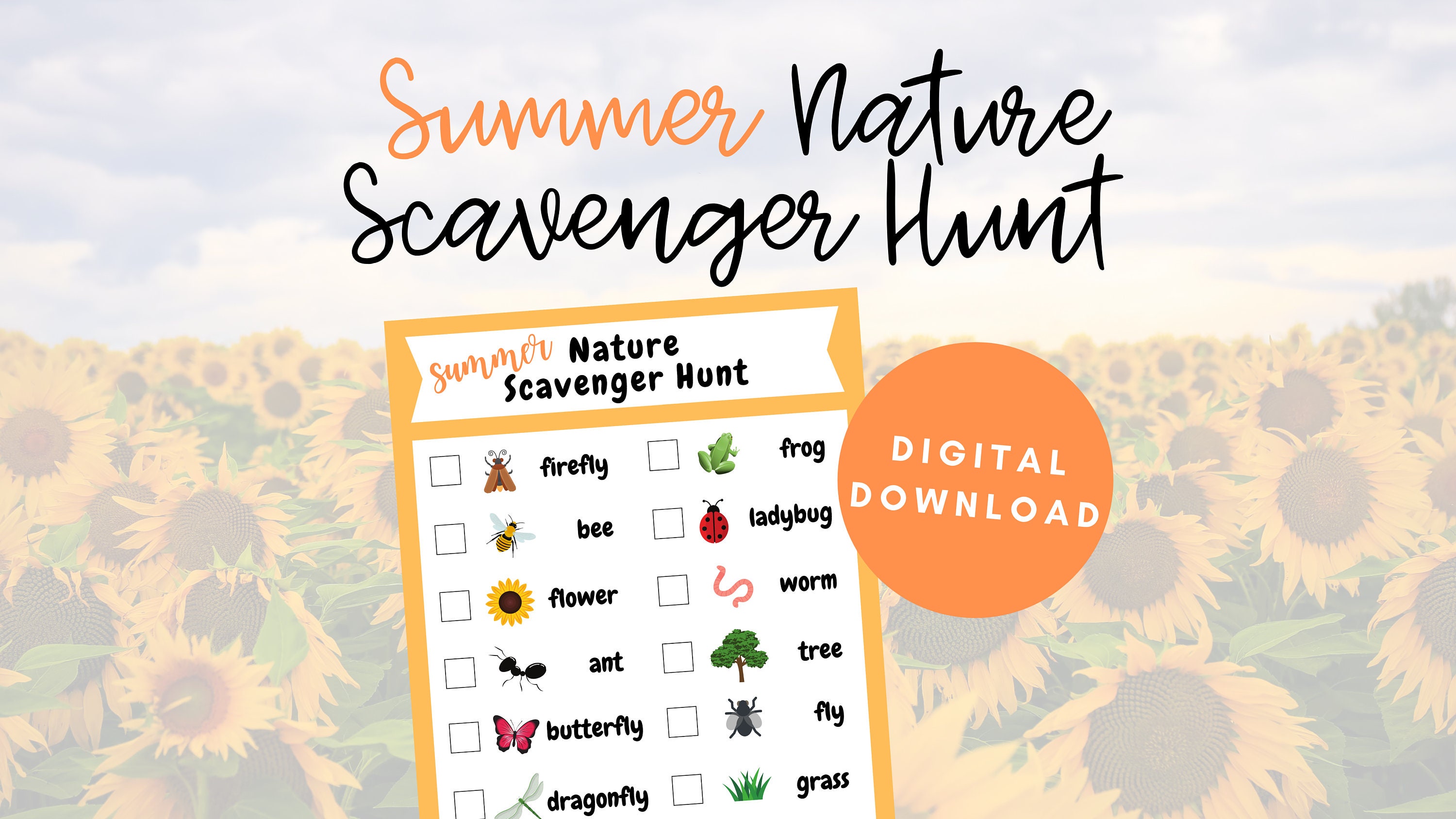 Summer Nature Scavenger Hunt Scavenger Hunt Kids Outdoor | Etsy