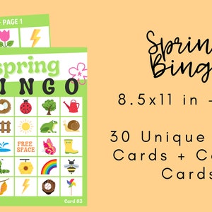 Spring Bingo, Bingo Cards Printable, Bingo Game, Bingo Game Download ...