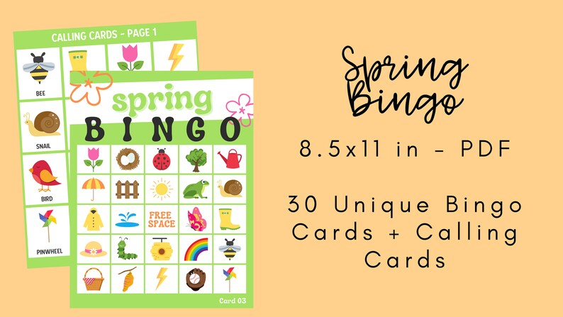 Spring Bingo, Bingo Cards Printable, Bingo Game, Bingo Game Download ...