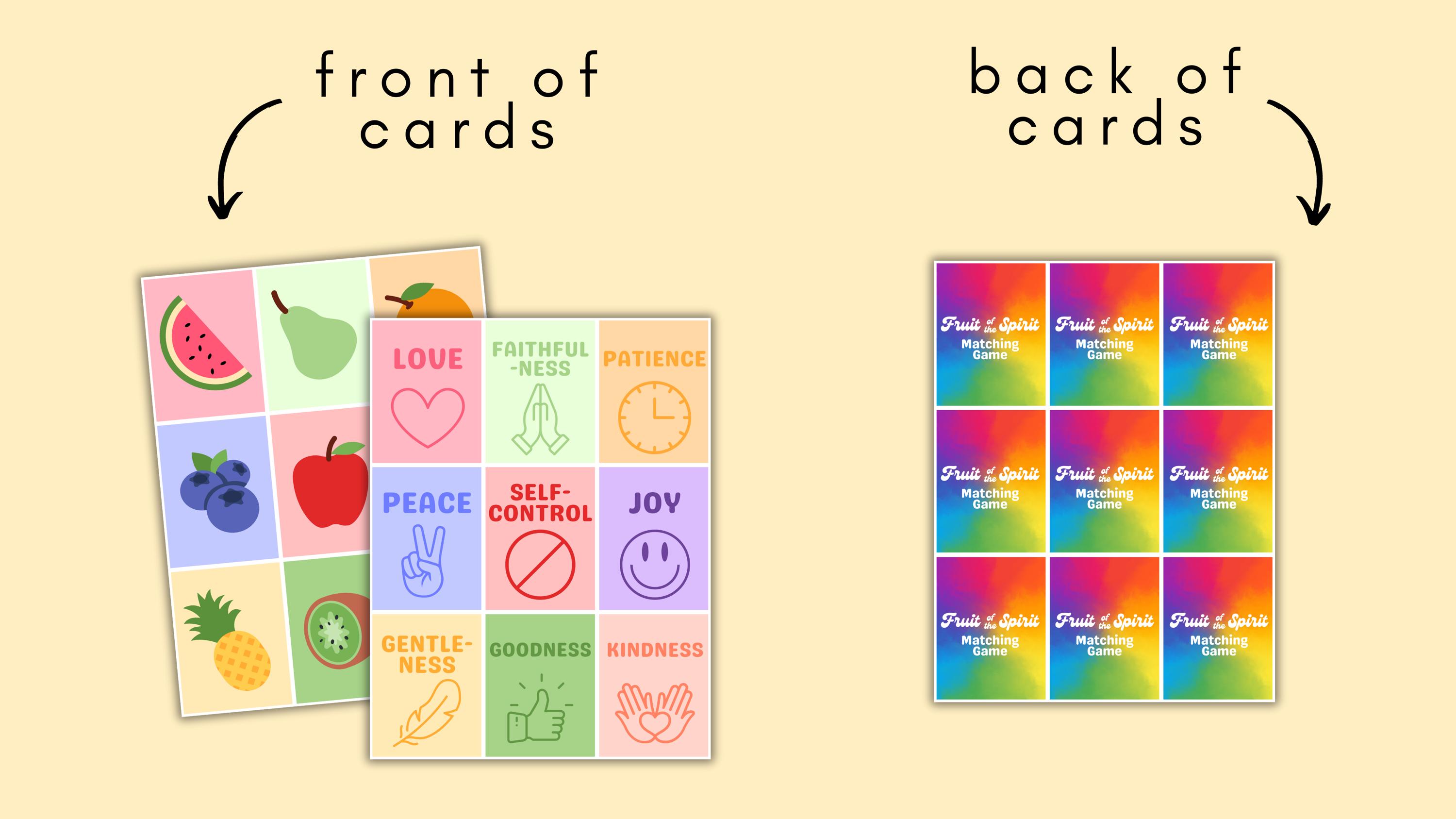 Fruit of the Spirit Matching Game Cards, Memory Matching Game ...