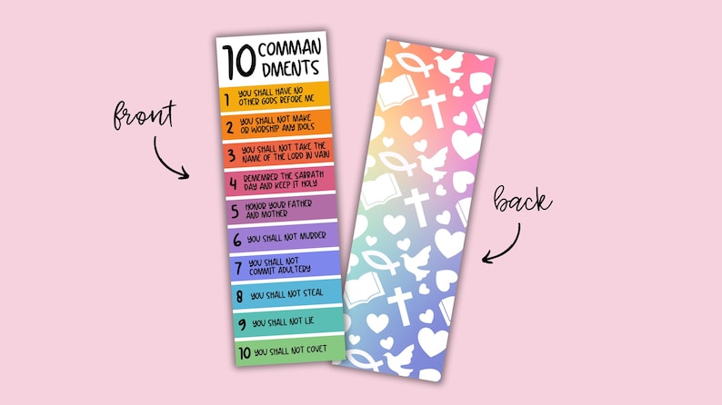 10 Commandments Bookmark, Bible Bookmark, Sunday School Printables ...