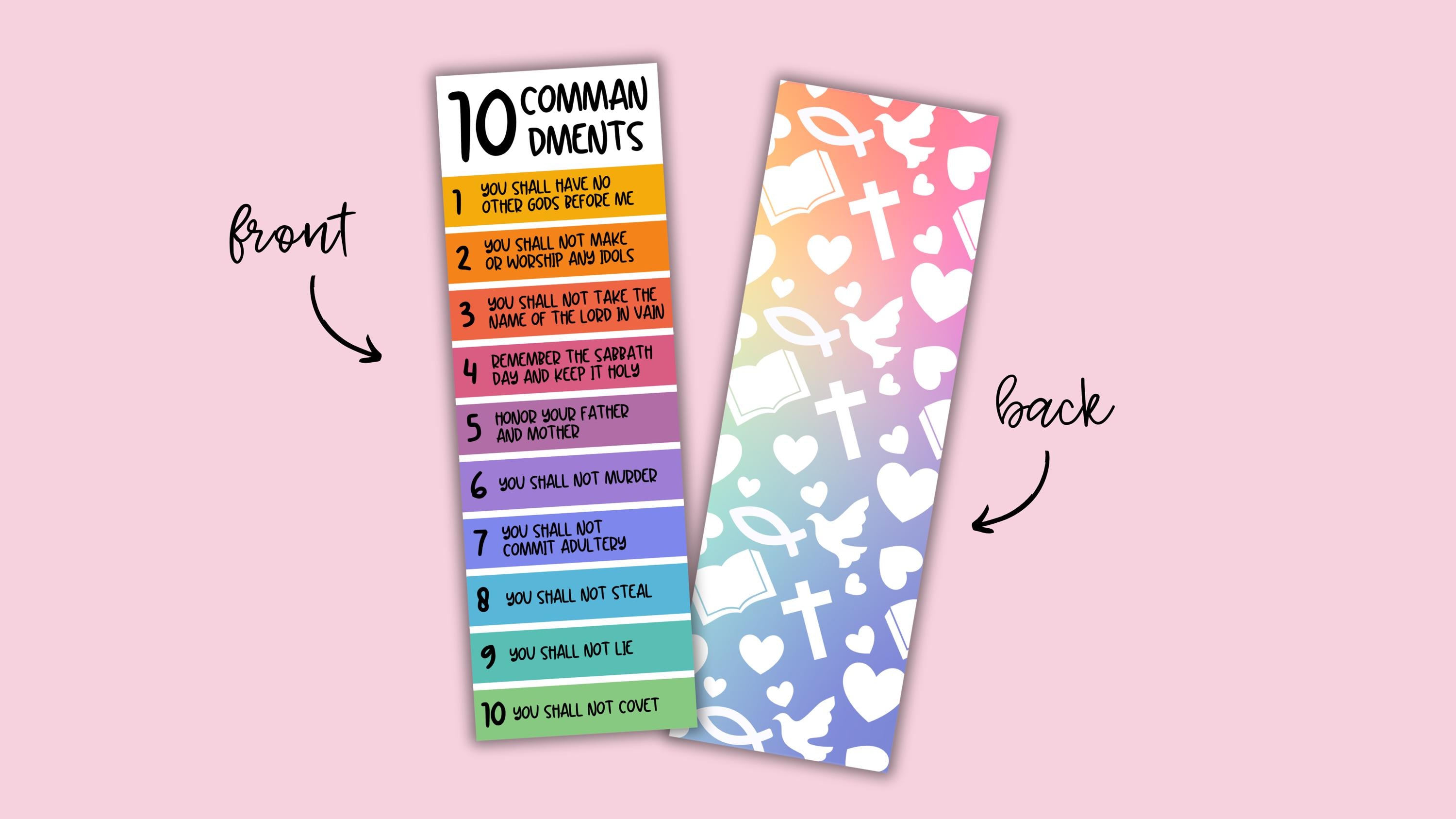 10 Commandments Bookmark, Bible Bookmark, Sunday School Printables ...