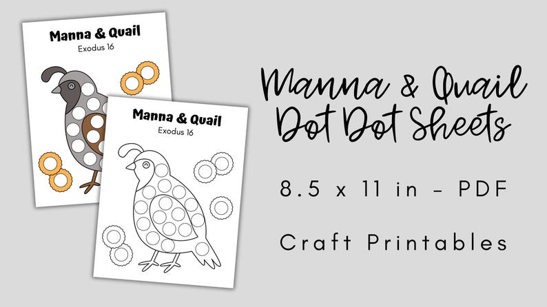 Manna and Quail Kids Craft, Exodus Coloring Sheets, Dot Marker Coloring ...