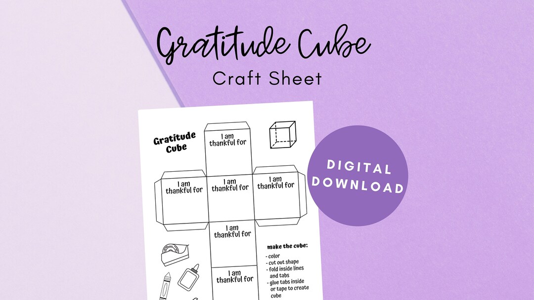 Gratitude Cube, Crafts for Kids Printable, Digital Download, Sunday ...