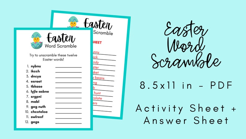 Easter Word Scramble, Easter Activity, Kids Printable Activities ...