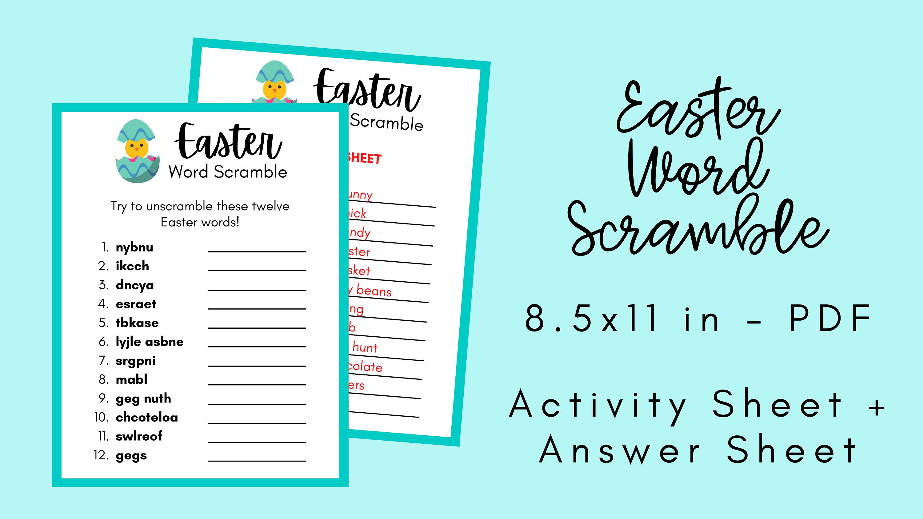 Easter Word Scramble, Easter Activity, Kids Printable Activities ...