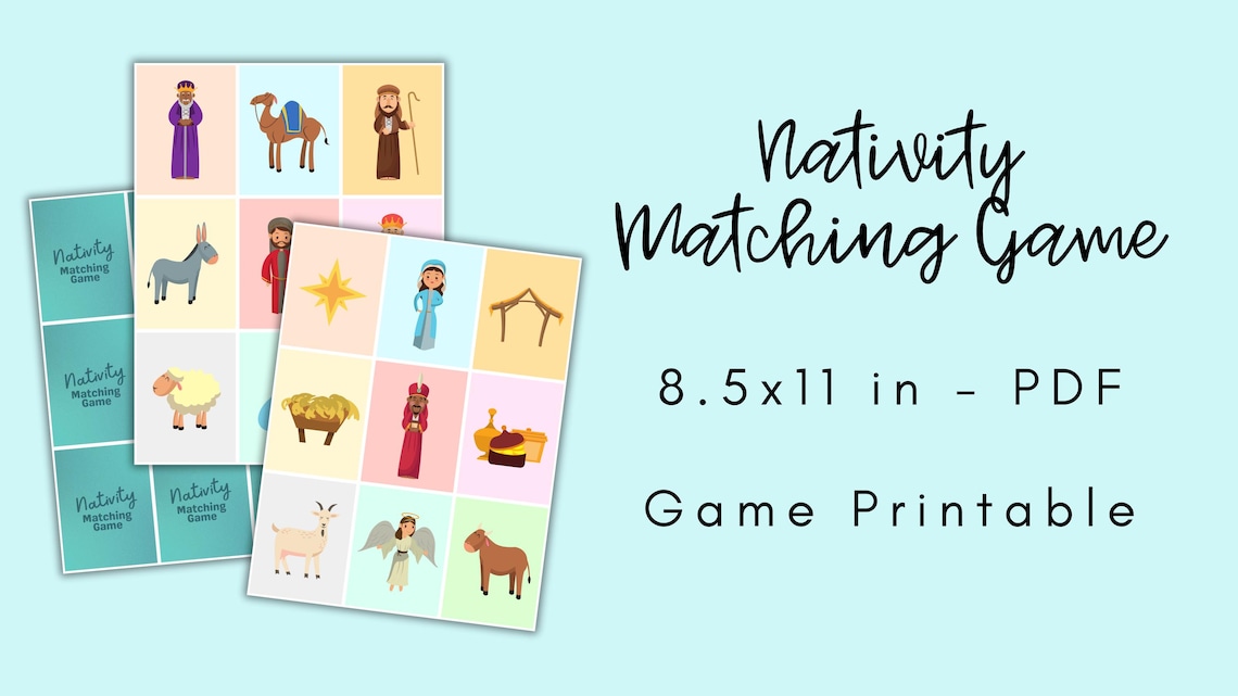 Nativity Matching Game Cards, Memory Match Game, Christian Printables ...