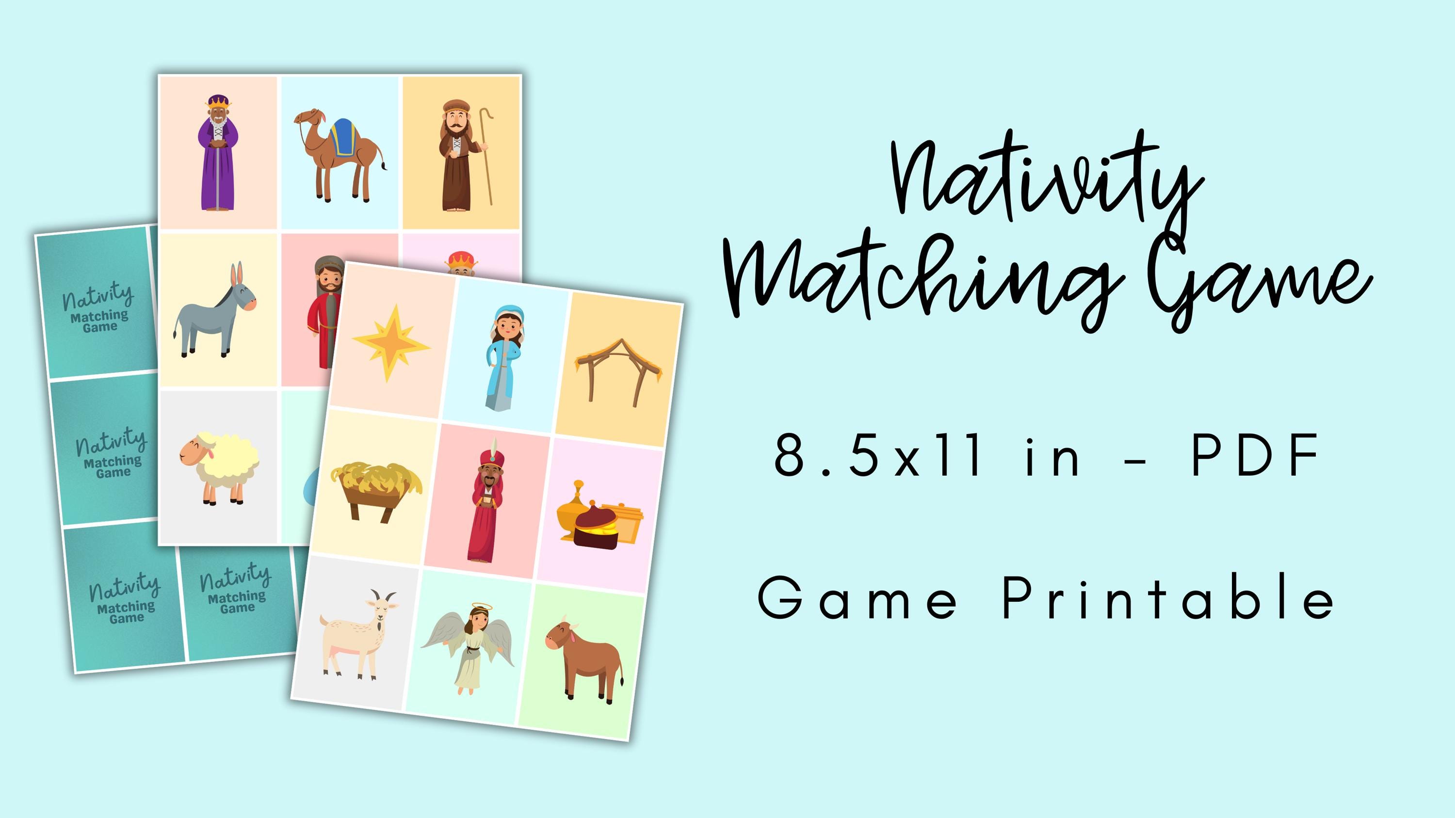 Nativity Matching Game Cards, Memory Match Game, Christian Printables ...