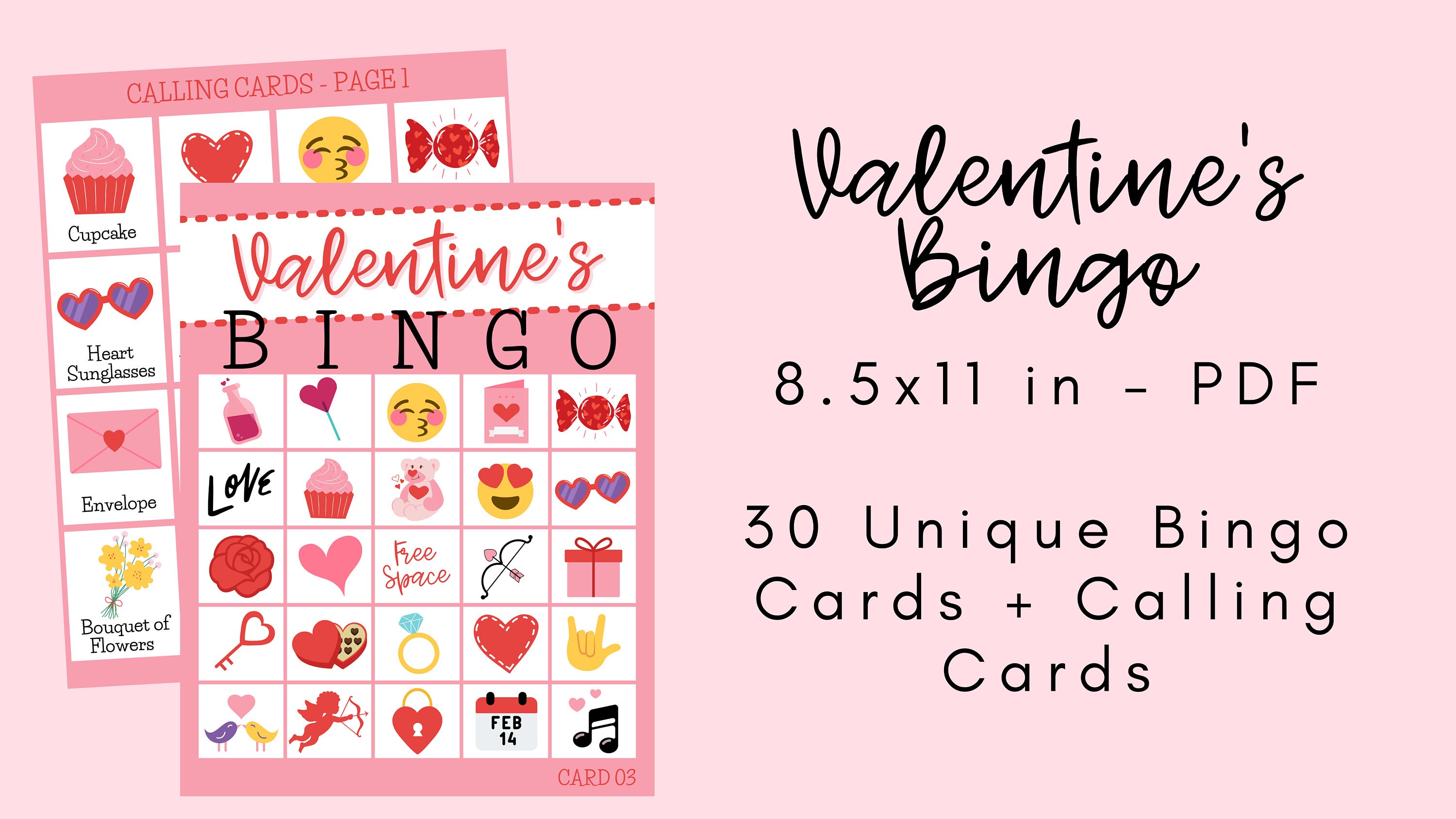 Valentine's Bingo Bingo Cards Printable Bingo Valentine - Etsy