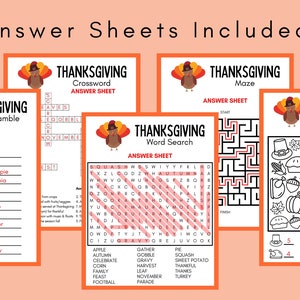 Thanksgiving Activity Pack, Thanksgiving Activity Sheets, Kids ...