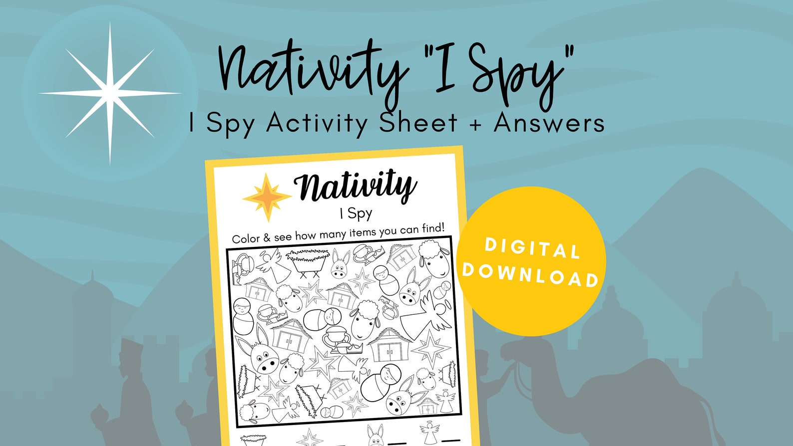 Nativity I Spy Printable, Christmas Activity Sheets Printable, Seek and ...