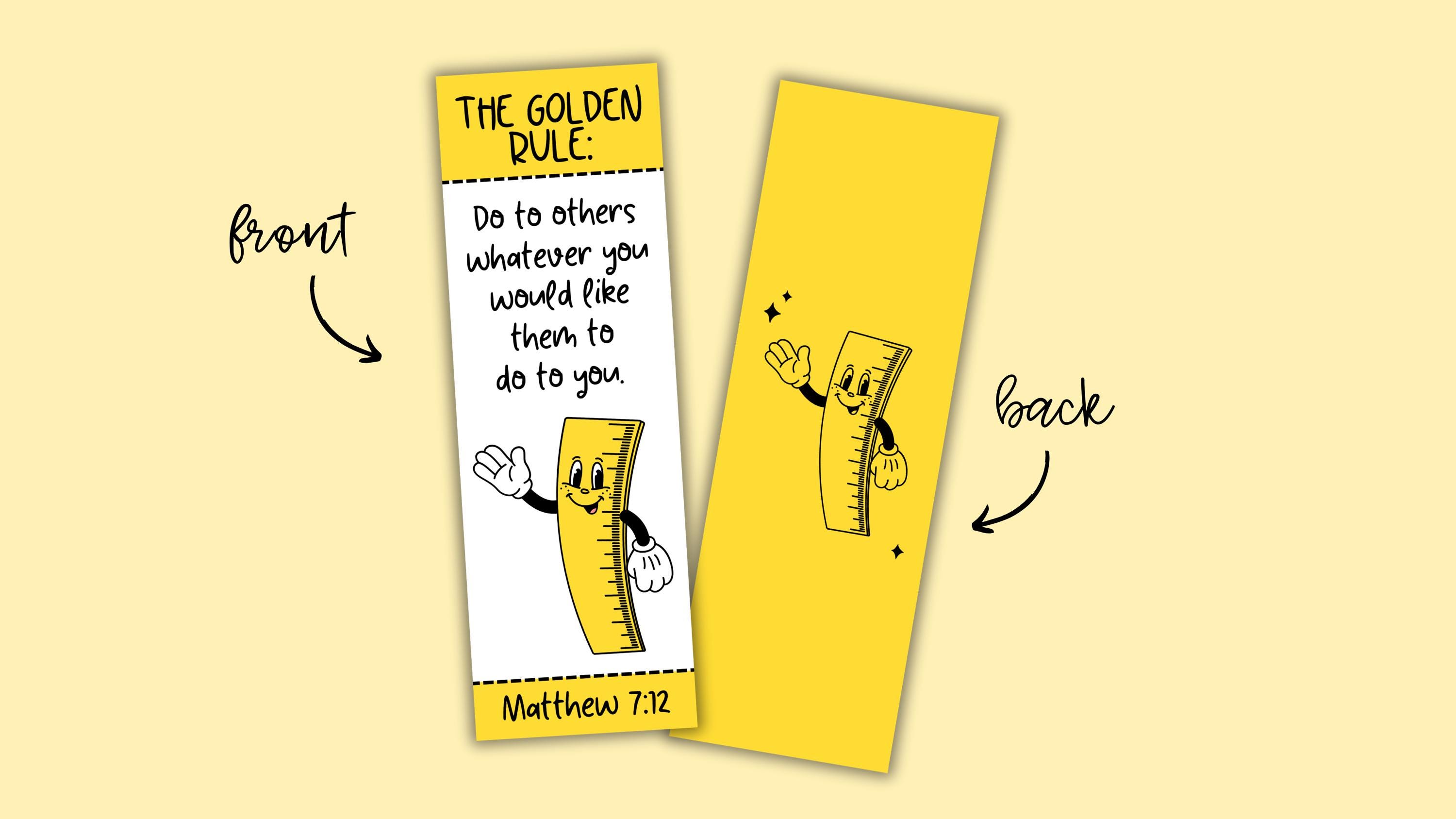 The Golden Rule Bookmark, Bible Bookmark, Sunday School Printables ...