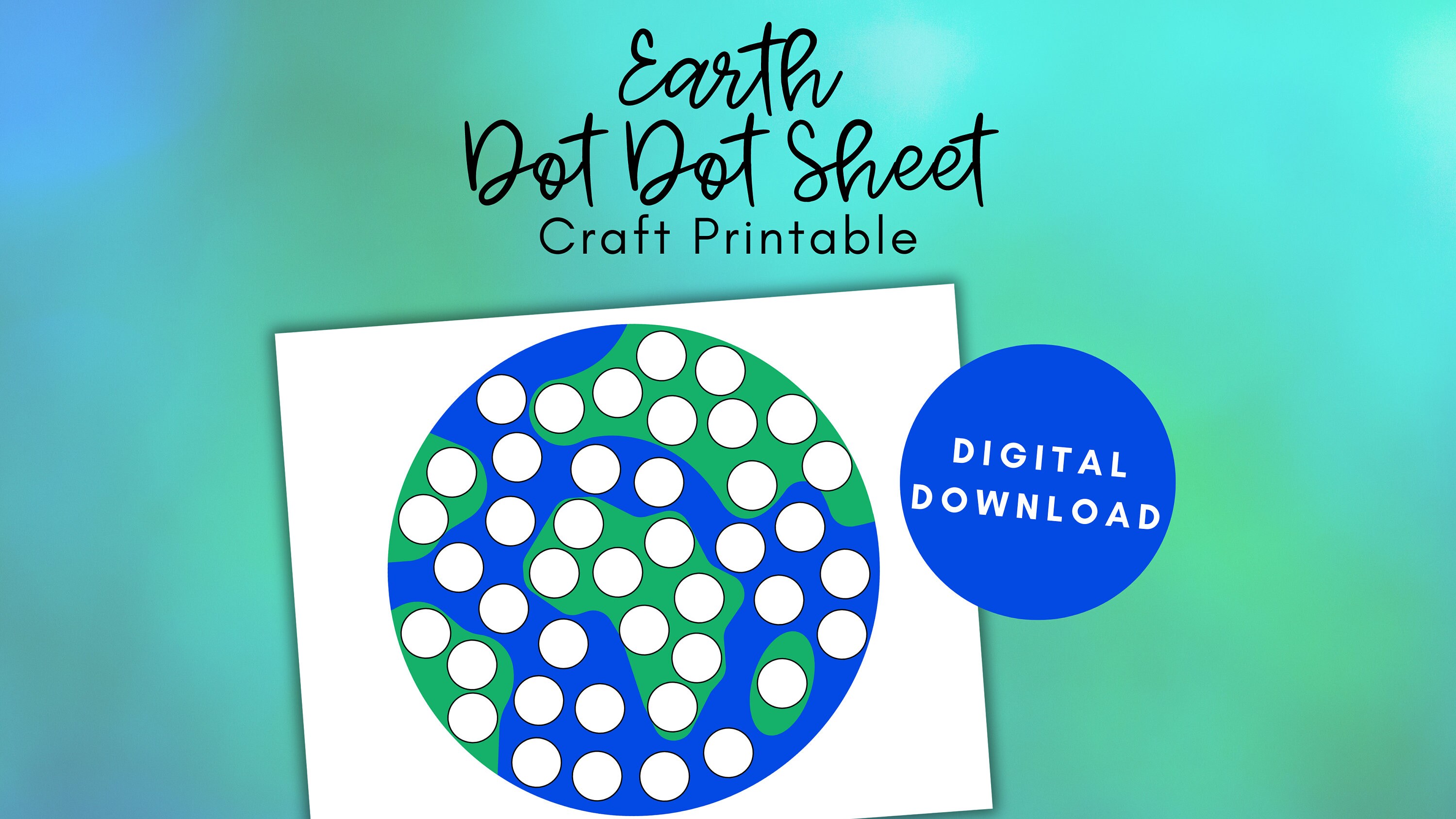 Earth Dot Dot Sheet, Dot Marker Page, Do A Dot Printable, Dot Art ...