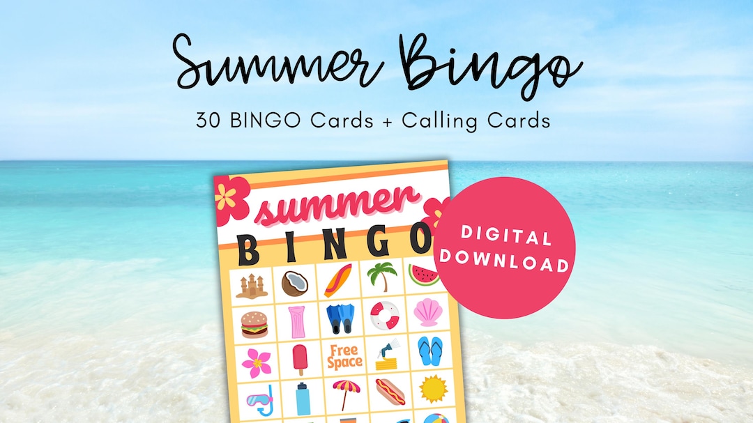 Summer Bingo Printable, Bingo Cards Printable, Summer Bingo Kids ...
