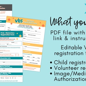 VBS Forms, Editable Canva Template, Digital Download, Volunteer Sign up ...