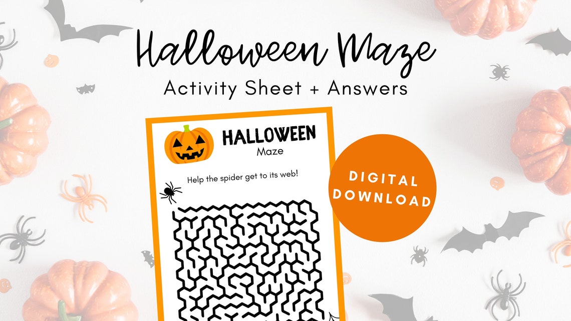 Halloween Maze, Halloween Activity Sheets Printable, Kids Printable ...