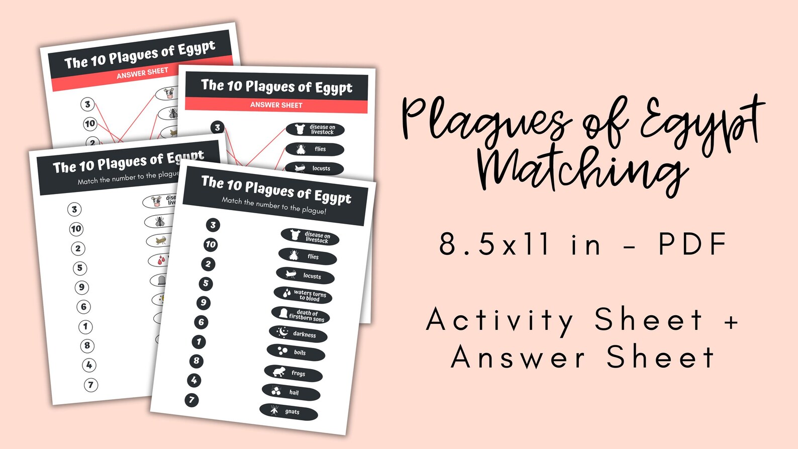 10 Plagues of Egypt Activity, Bible Story Activities for Kids, Sunday ...