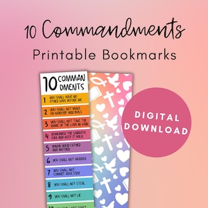 10 Commandments Bookmark, Bible Bookmark, Sunday School Printables ...