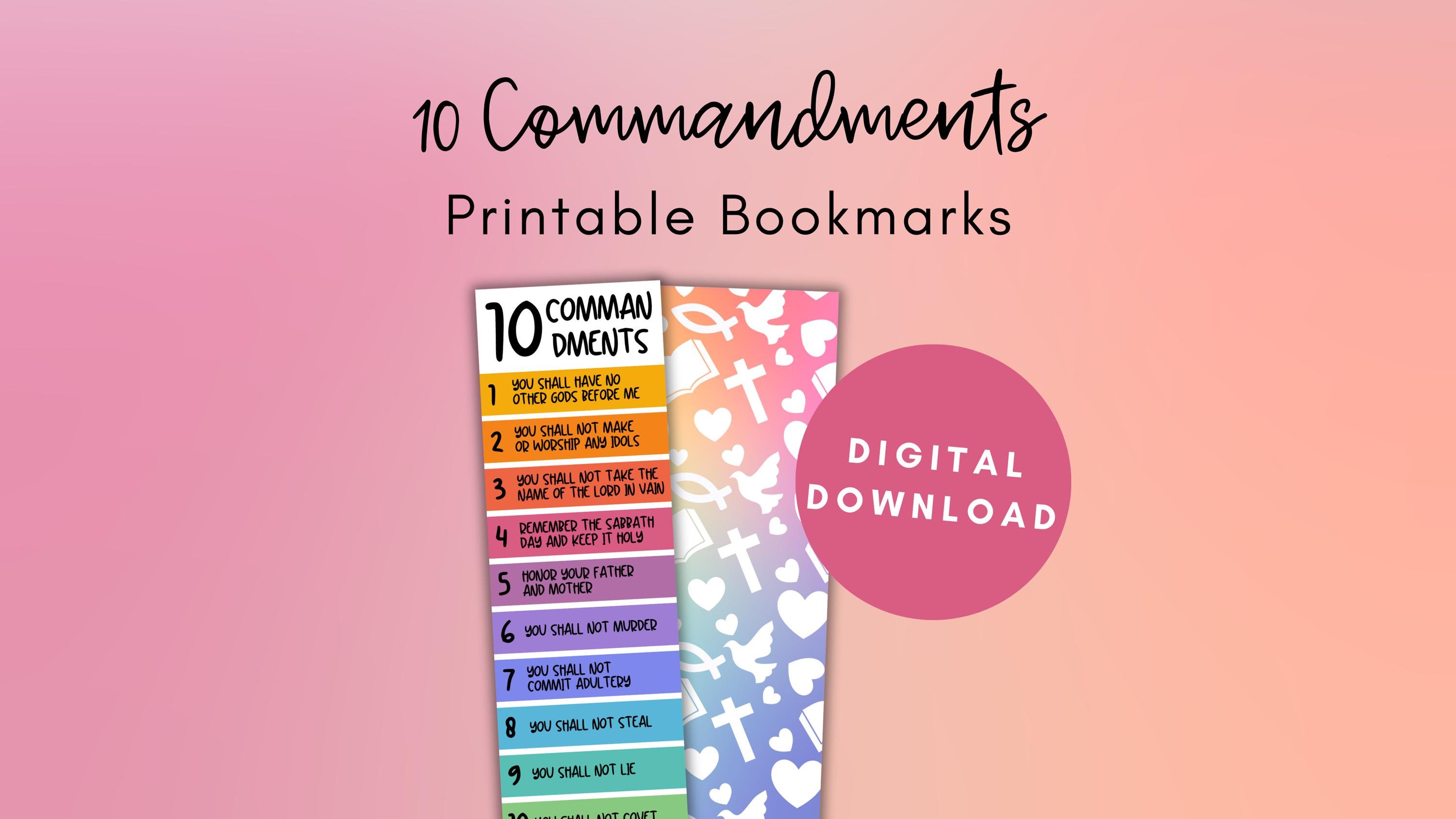 10 Commandments Bookmark, Bible Bookmark, Sunday School Printables ...