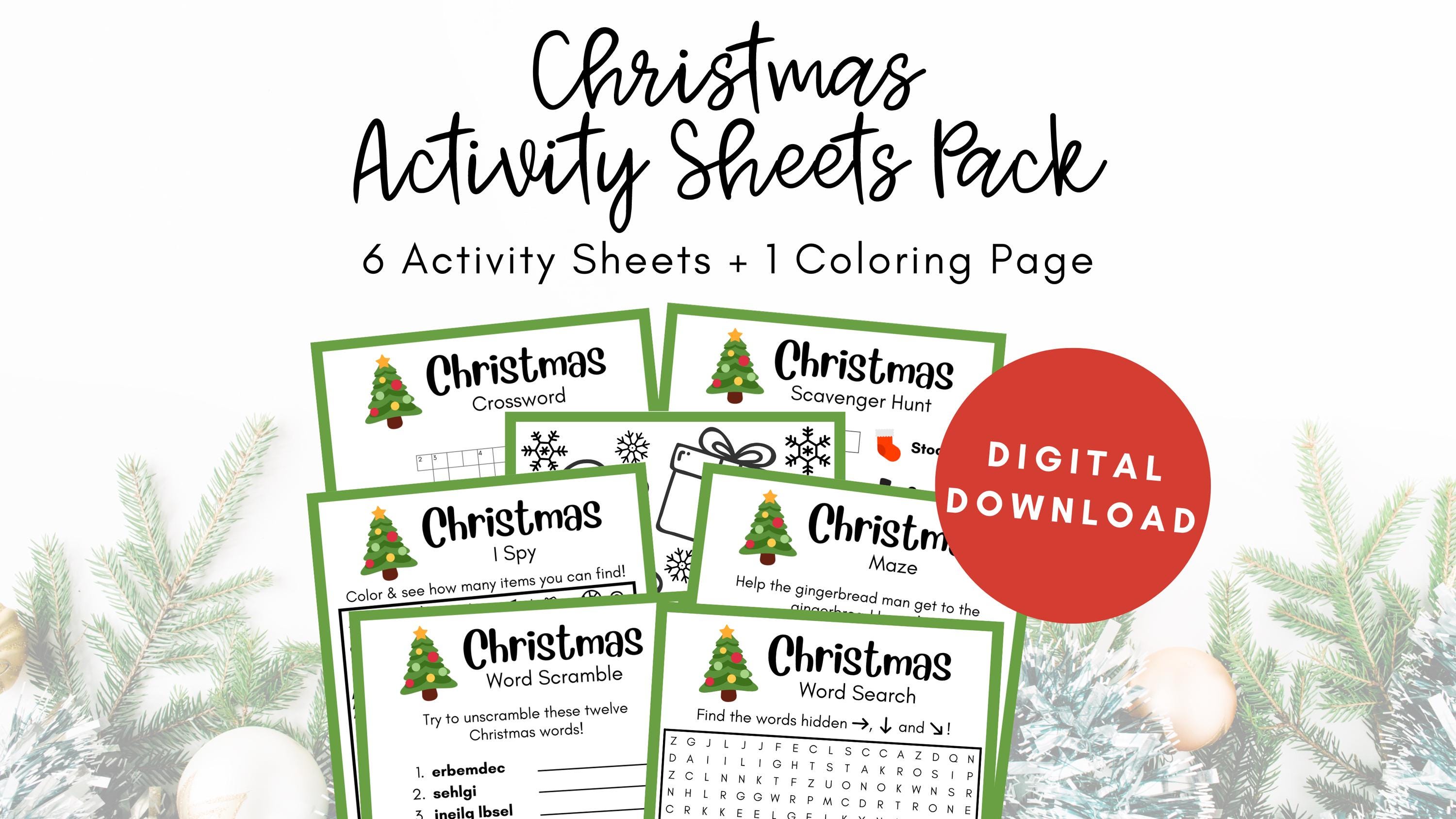 Christmas Activity Pack, Christmas Activity Sheets, Kids Printable ...